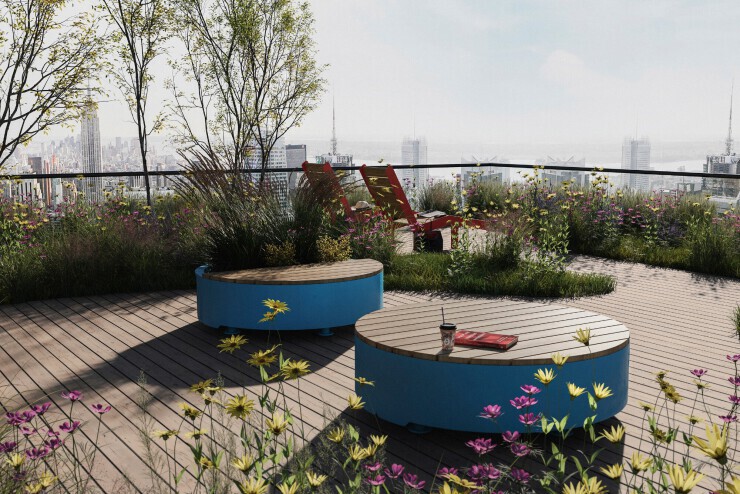 High Round Bank | Rond zitelement van hout en staal | Tjinco