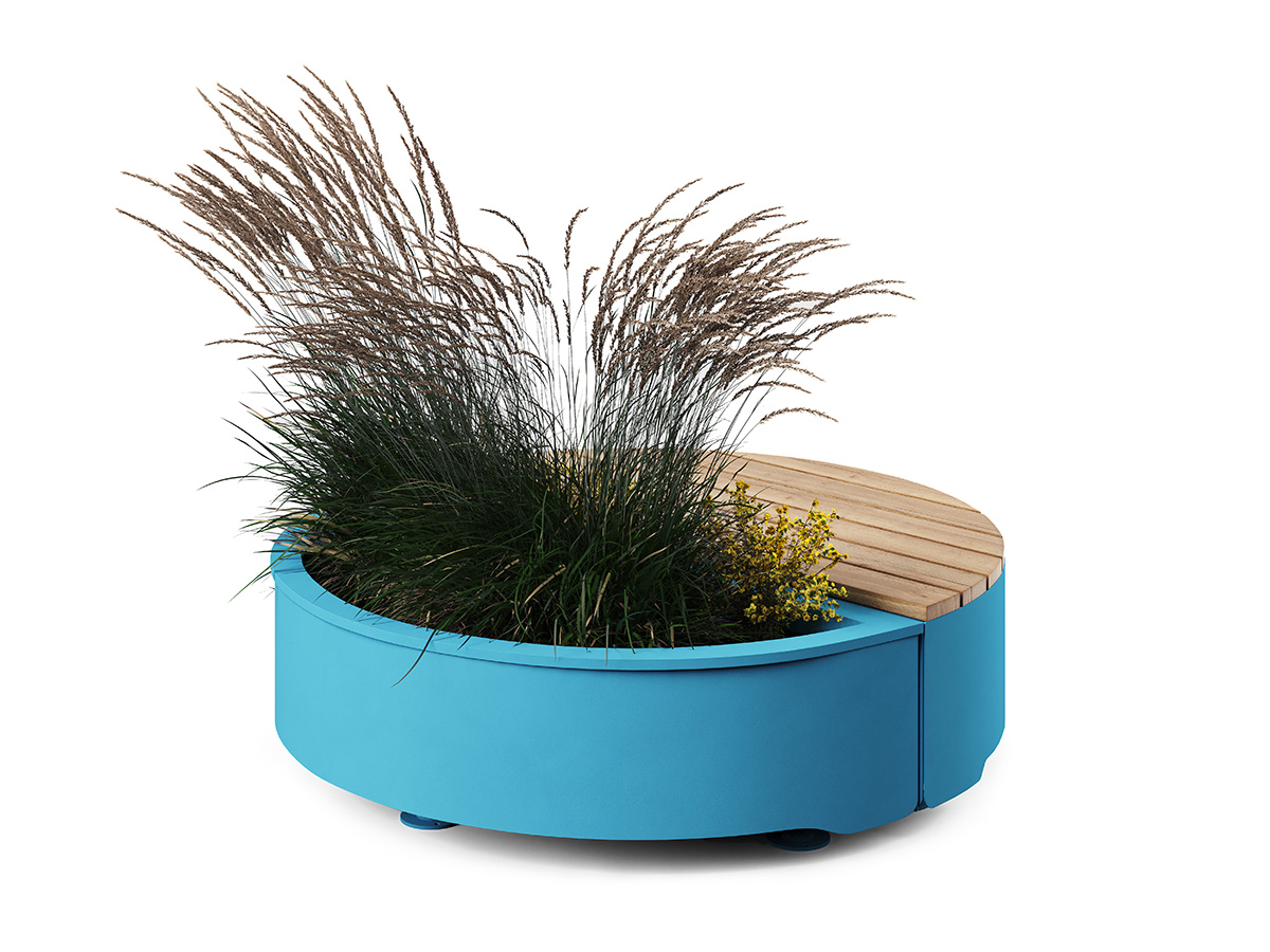 High Round Bank | Rond zitelement van hout en staal | Tjinco